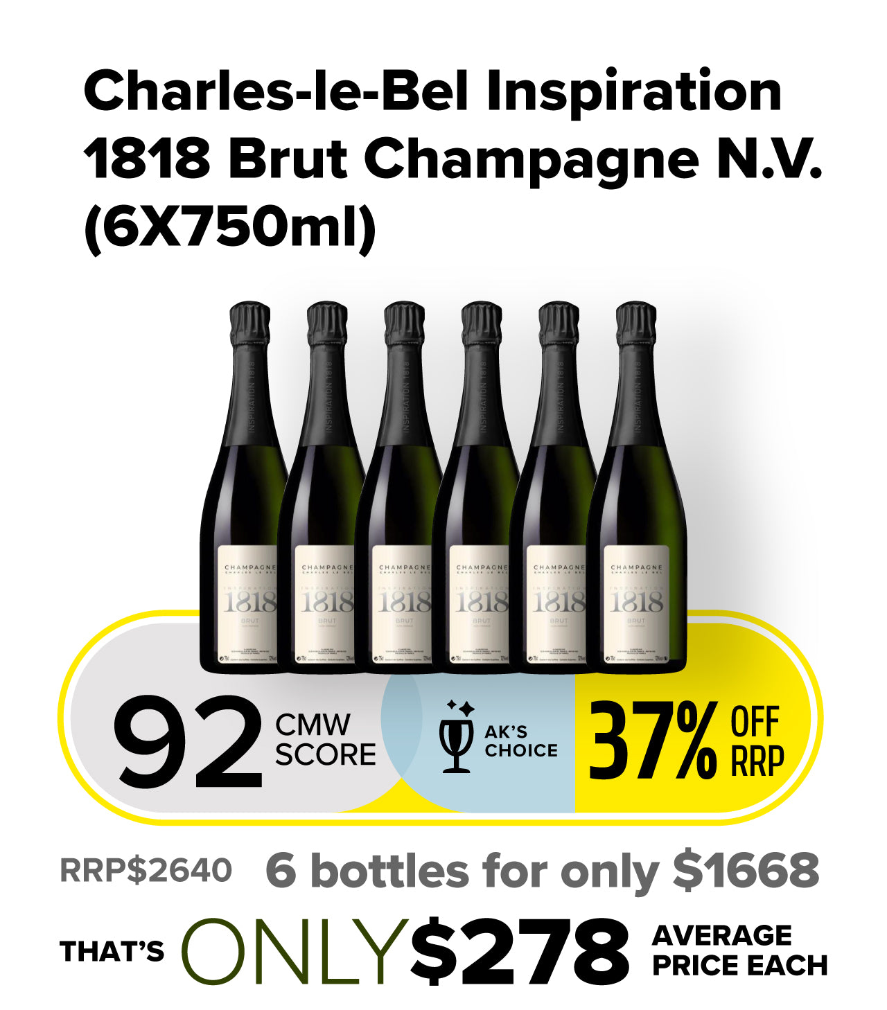 CMW Charles-le-Bel Inspiration 1818 Brut Champagne NV 6PK